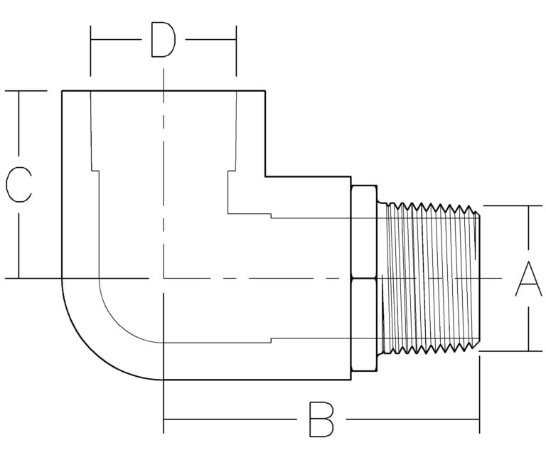 Series 726 90 Degree Socket Transition with Male NPT - Poly-Cam, Inc.®